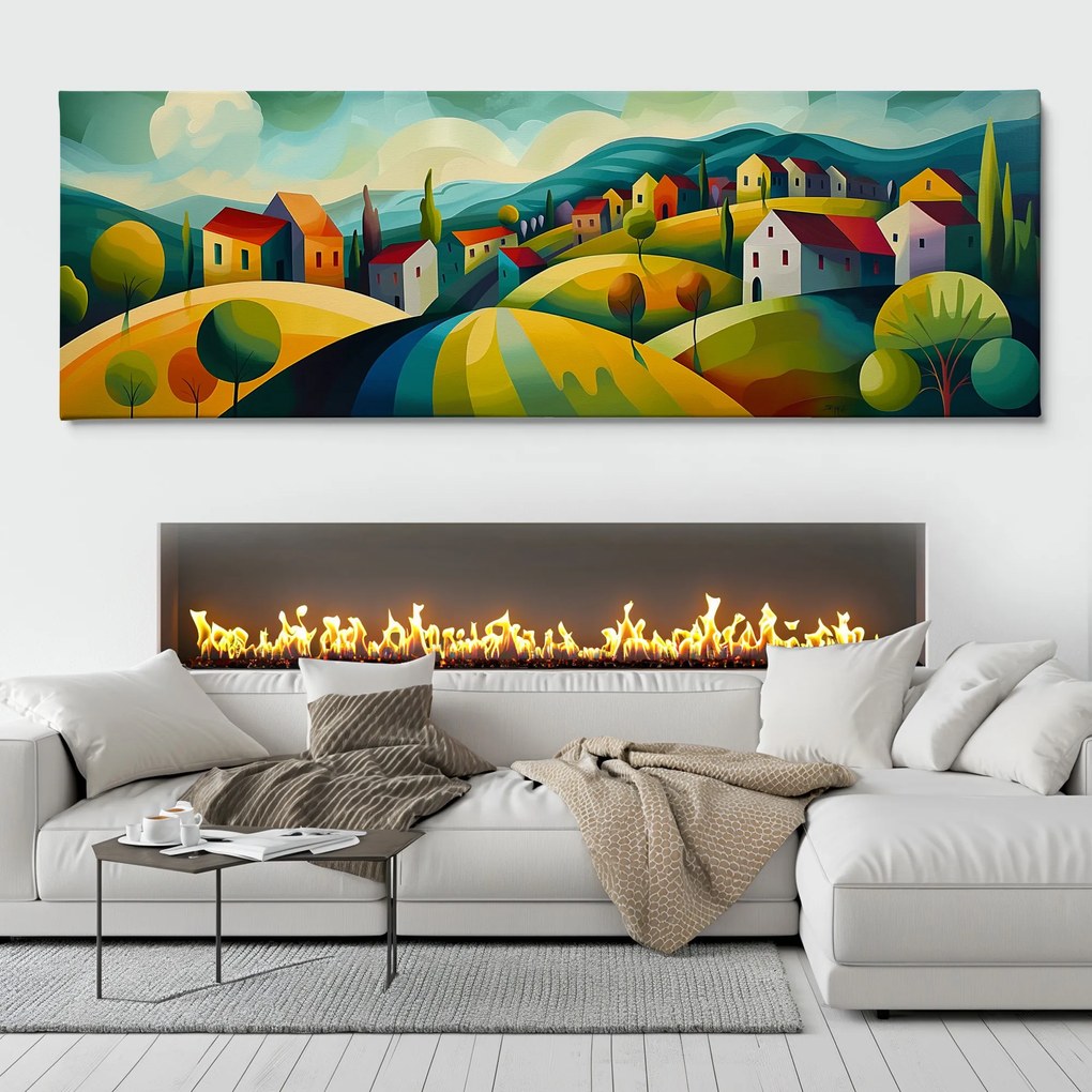 Obraz na plátně - Vesnička Alermo se probouzí FeelHappy.cz Velikost obrazu: 120 x 40 cm