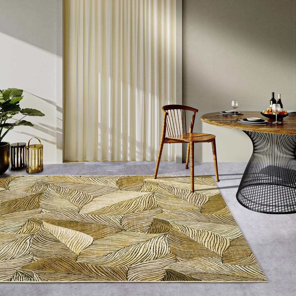 Villeroy & Boch Kusový koberec 106059 Gold, Black – na ven i na doma, 200x285, žlutá, chodba / předsíň