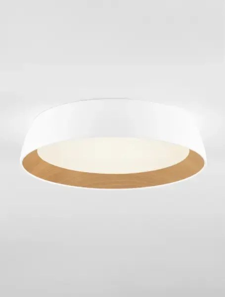 LED stmívatelné bílo-dřevěné moderní stropní svítidlo Sigi