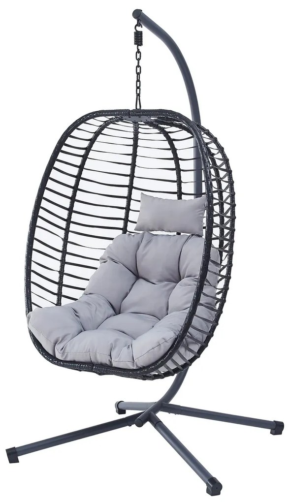 Autronic Závěsné křeslo, kov, polyratan, šedá, AZ-V1289 GREY
