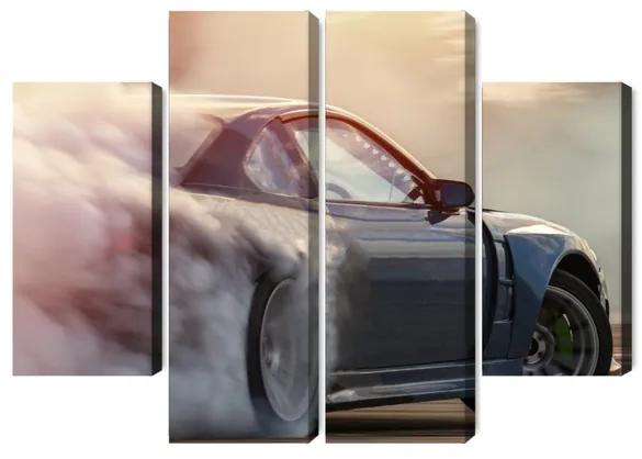Vícedílný obraz Sportovní Auto V Oblaku Kouře Nedostatek Nedostatek Přírodní plátno 200x150