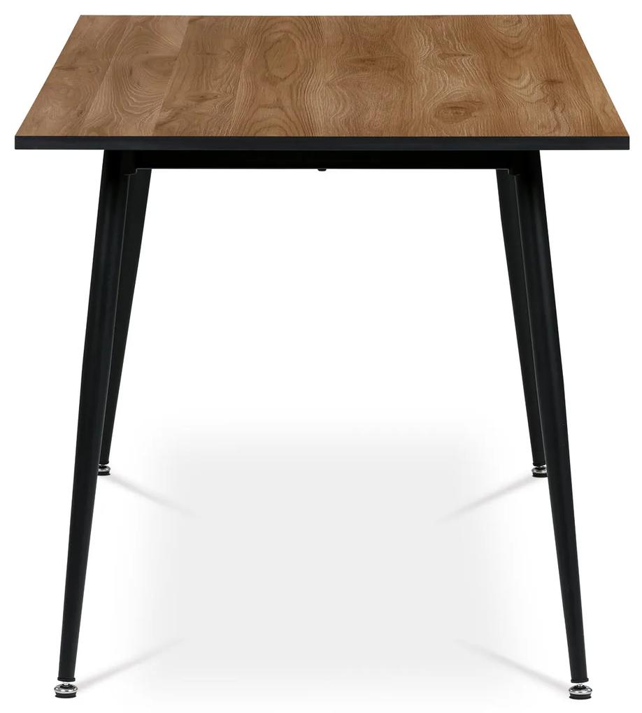 AUTRONIC Jídelní stůl, 160x80, deska MDF, dýha divoký dub, kovové nohy,  černý lak