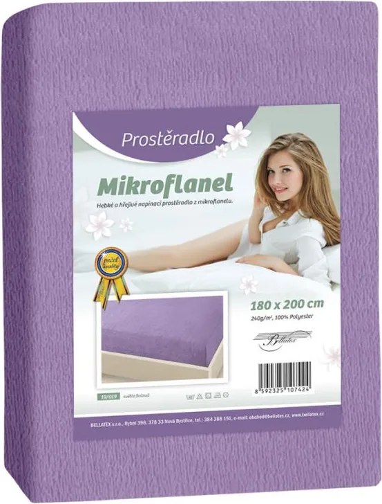 Bellatex Prostěradlo Mikroflanel Fialová 90x200 cm