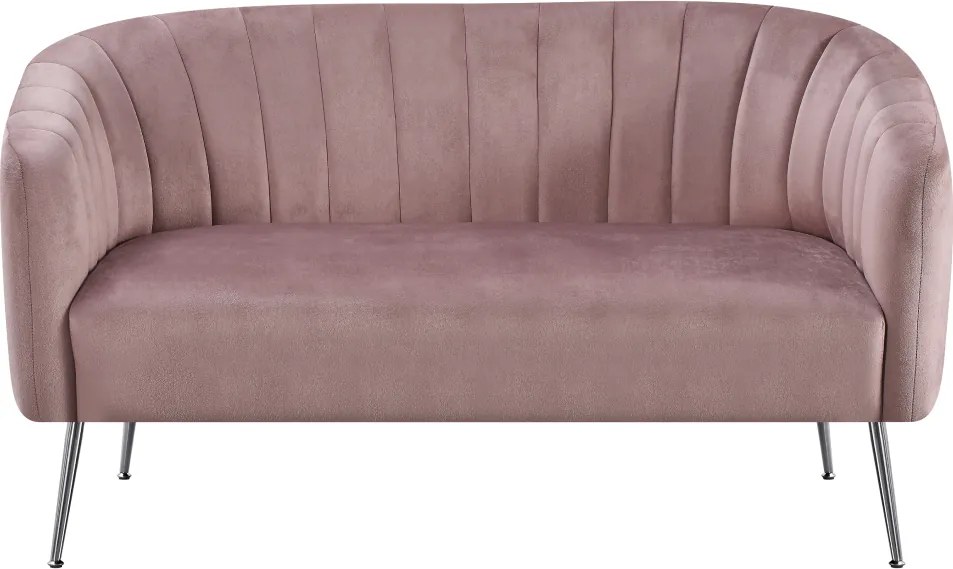 Designový 2-sed, růžová Velvet látka/chrom-stříbrný, BAGY