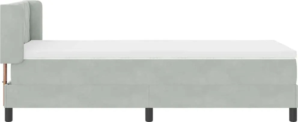 Postel s boxspringem s čelo Světle šedá 190 x 90 cm samet 3341498