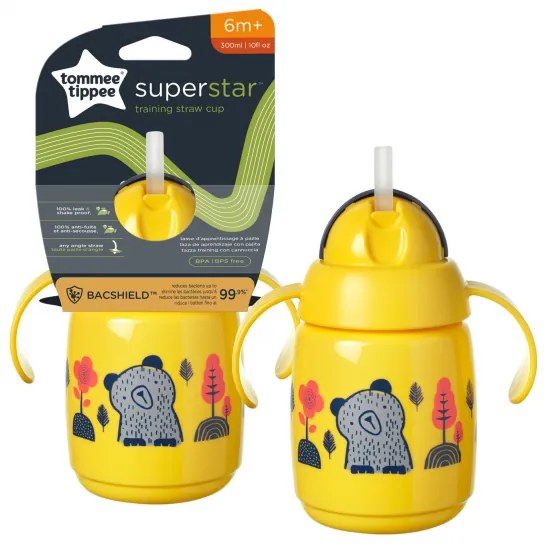 Tommee Tippee Netekoucí hrnek Superstar s brčkem 300 ml 6 m+ Yellow