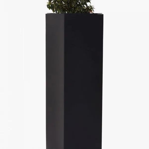 Hranatý květináč BLOCK 100, sklolaminát, výška 100 cm, antracit