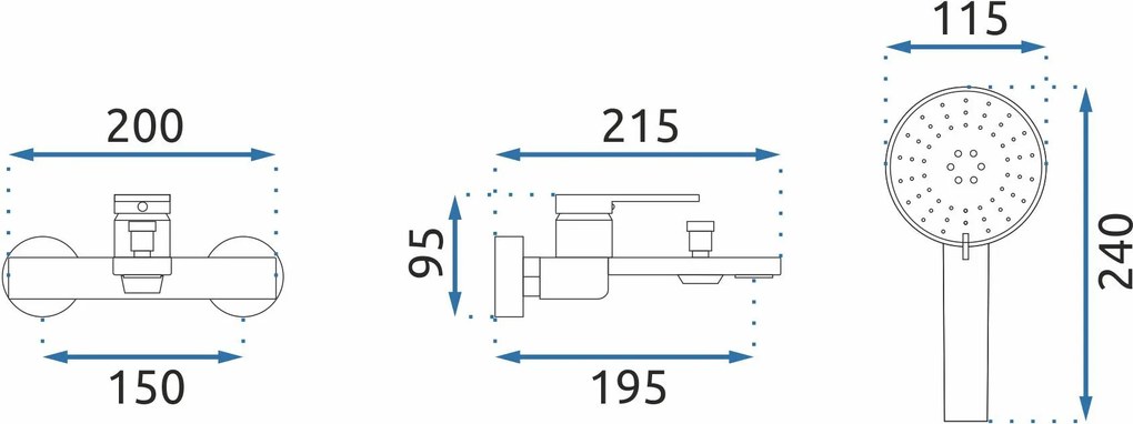 Rea Verso, vanová baterie s ruční sprchovou sadou, zlatá matná, REA-B6565