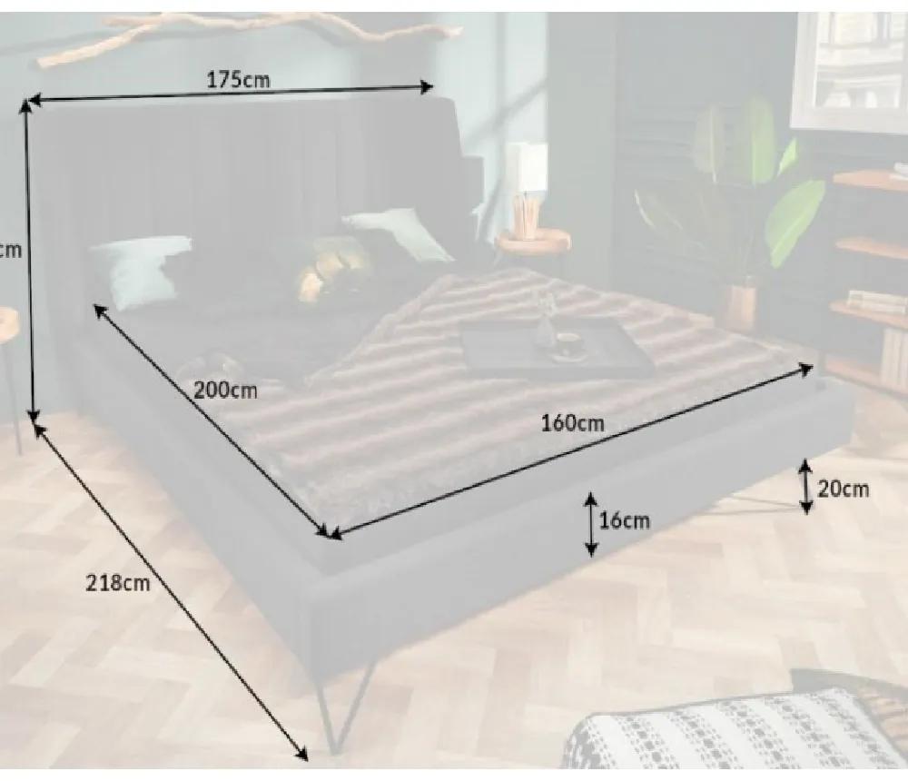 Massive home | Luxusní postel s kovovými nohami šedá La Beaute 160 x 200 cm 40763