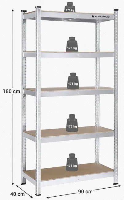 Sada 2 regálů 90x180x40 cm GLR80SV
