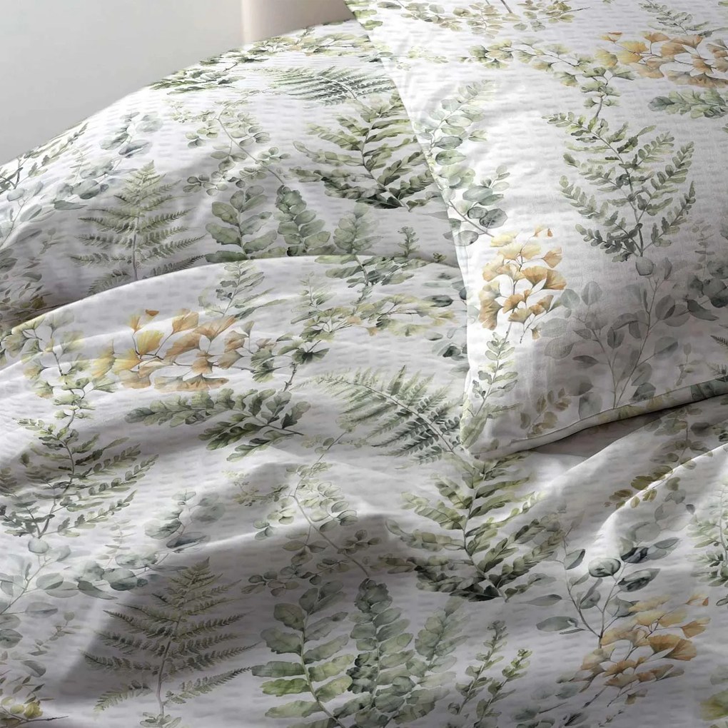 Krepové perkálové prodloužené povlečení Vůně listů Velikost: 140 x 220 + 70 x 90
