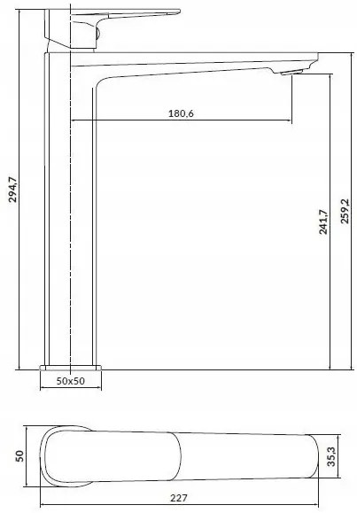 Cersanit Larga - vysoká umyvadlová baterie, chrom, S951-392