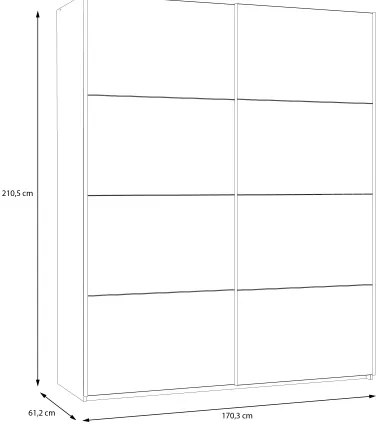 Šatní skříň KARO 170x210 cm šedá/zelená