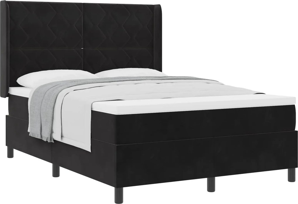 Postel s boxspringem s čelo Černá 160 x 200 cm samet 3342070