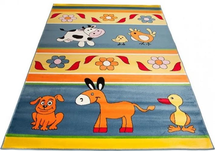Kusový koberec dětský J0070 - Farma - modrá - 200x290 cm