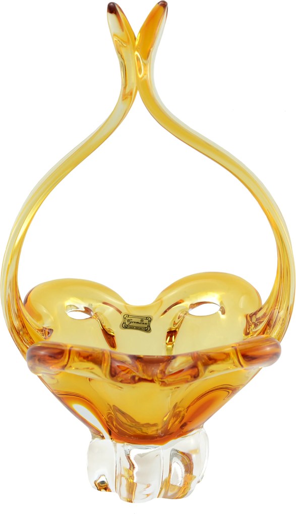 Košík hutní sklo, barva amber, výška 340 mm