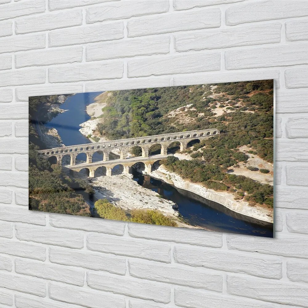 Obraz na skle řeka Řím Akvadukty 120x60 cm