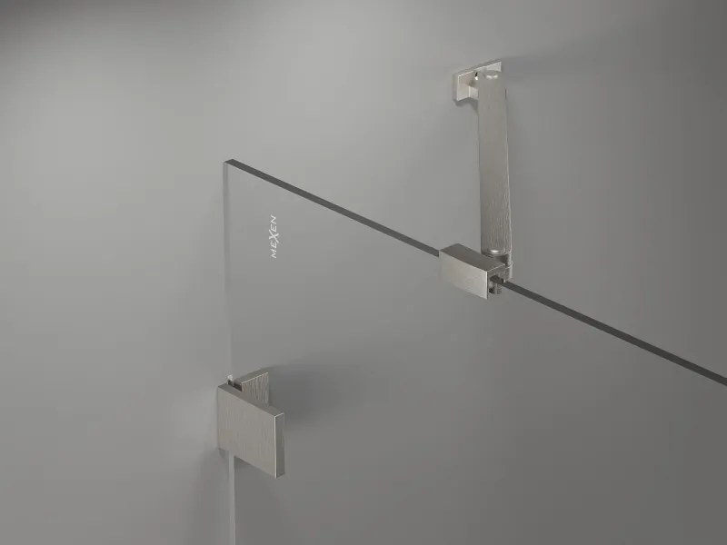 Mexen Lunar, 2-křídlová vanová zástěna levá 120 x 150 cm, čiré sklo, broušená ocel, 897-120-100-97-00-L