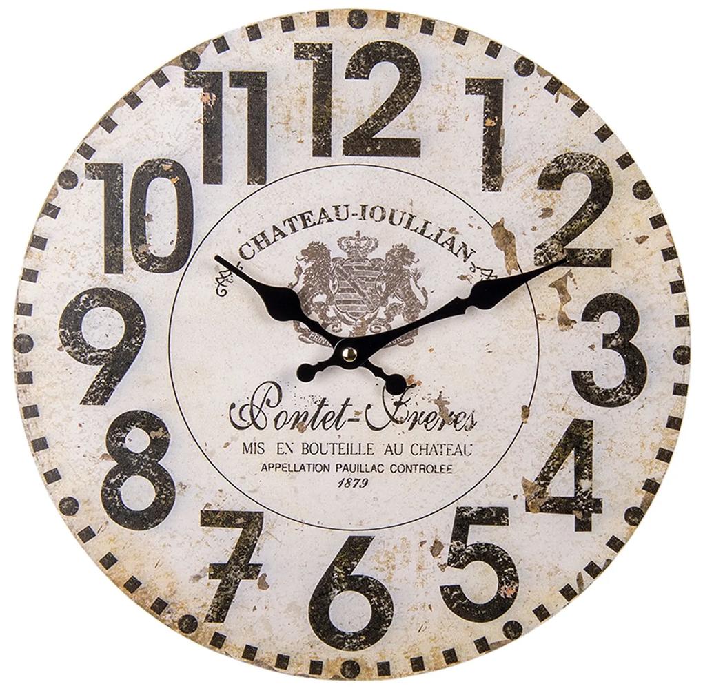 Nástěnné hodiny Chateau Ioullin - Ø 34*4 cm / 1*AA