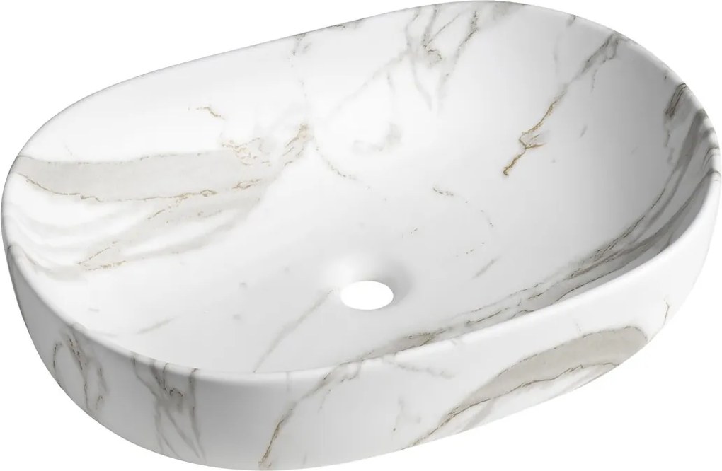 Sapho Sapho, CALEO keramické umyvadlo na desku 60x42cm, bianco carrara, CA590BC