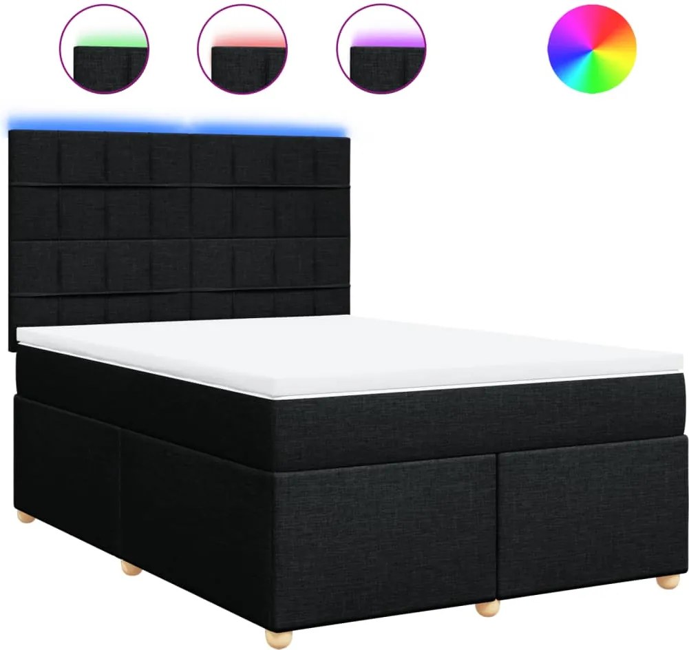 Box spring postel s matrací černá 140x200 cm textil 3293605