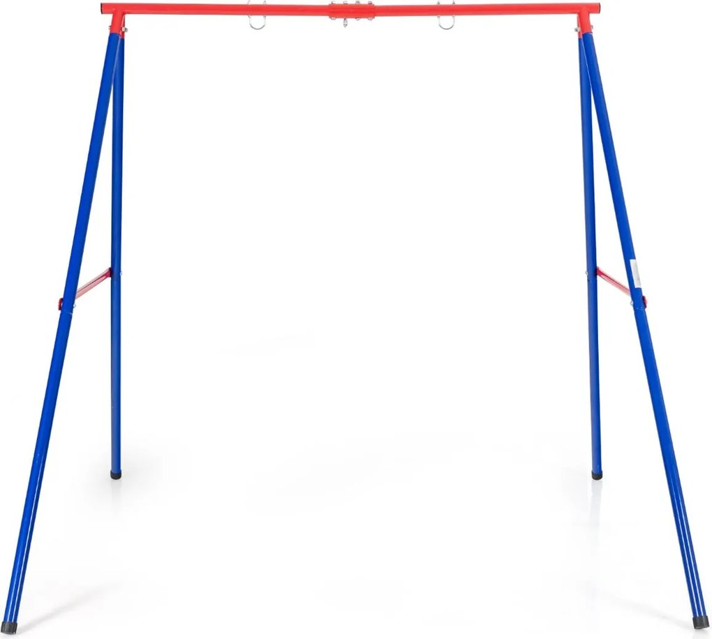 Costway Robustní kovová houpačka Rám zahradní houpačka A-frame červená +, modrý