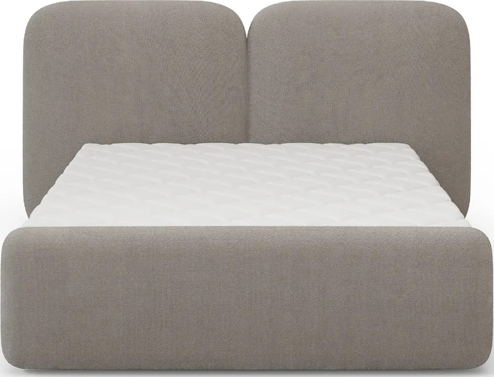 Postel Ollival 160x200 s kovovým roštem a úložným prostorem, béžový plyš