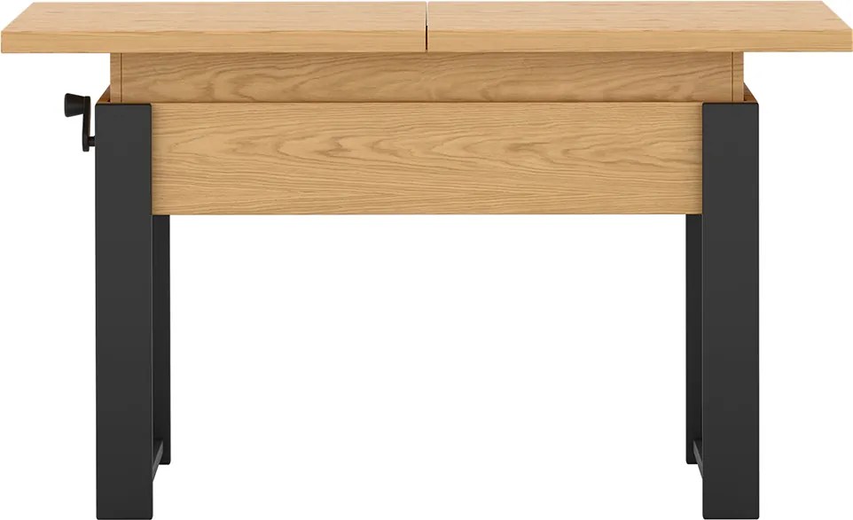 Rozkládací polohovací konferenční stolek HOGO 3v1 | 120-157x62,5-74,5x67 cm | síla horní desky 32 mm | dub bookmatch/černé nohy
