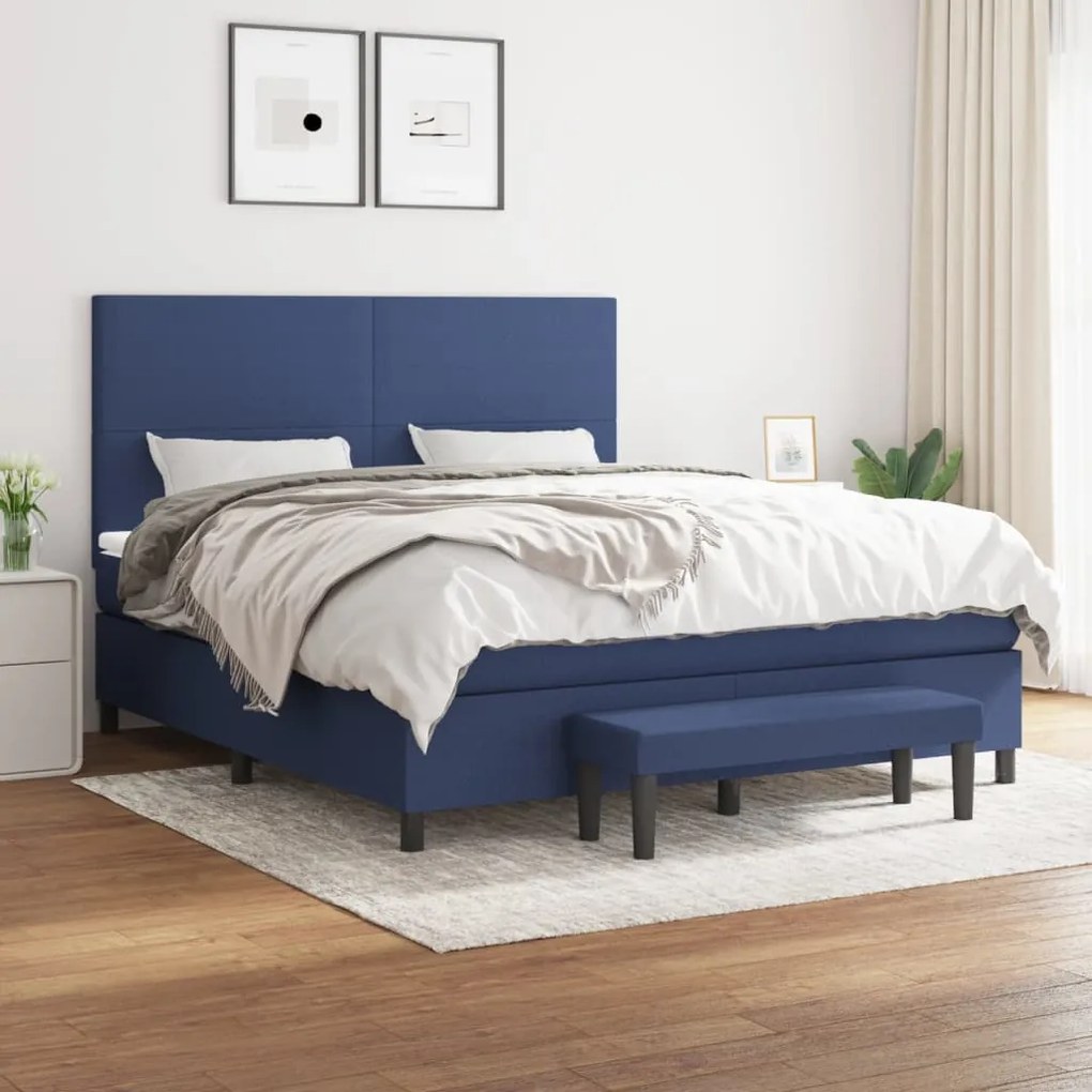 Box spring postel s matrací modrá 180x200 cm textil 3136459