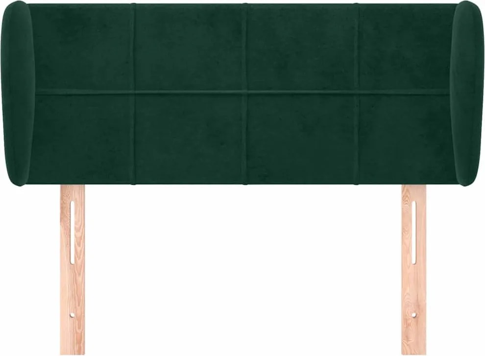Čelo postele typu ušák tmavě zelené 93x23x78/88 cm samet 3117183