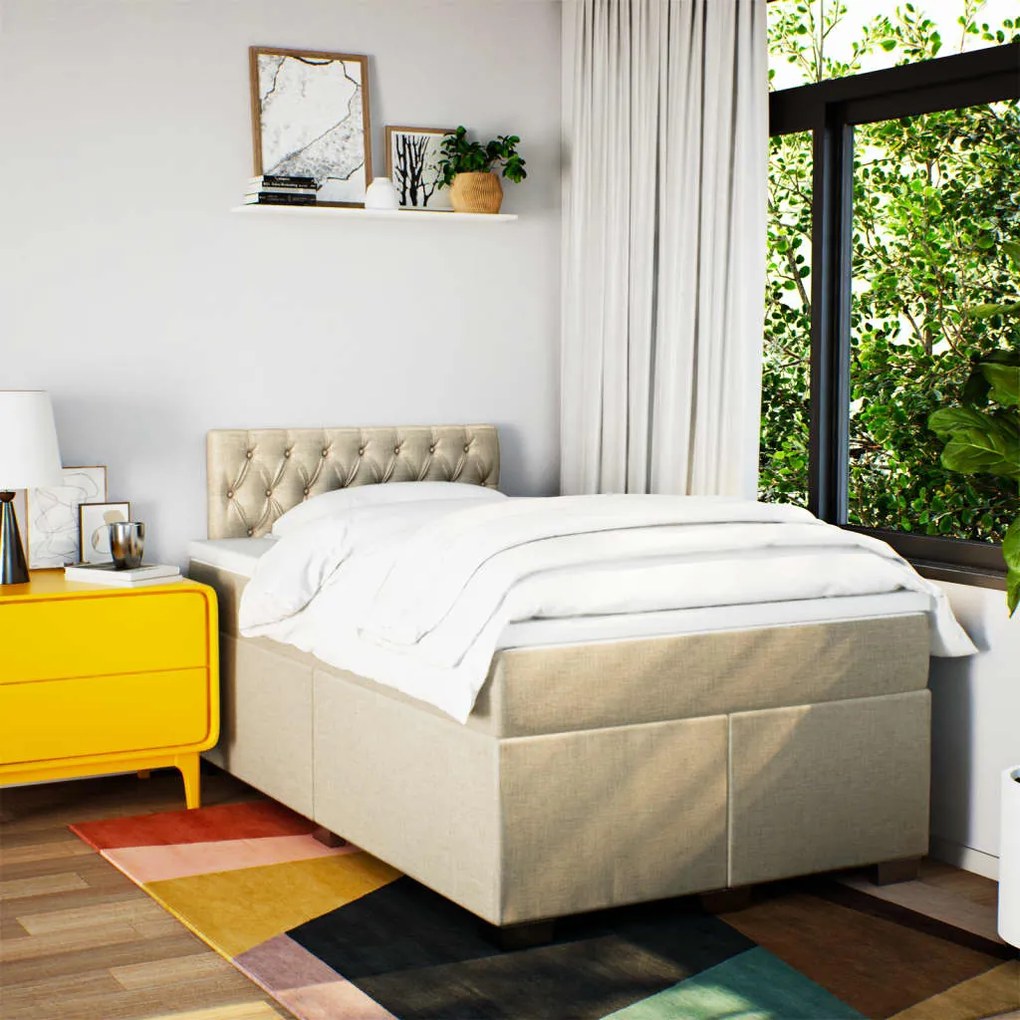 Box spring postel s matrací krémová 120x200 cm textil 3288167