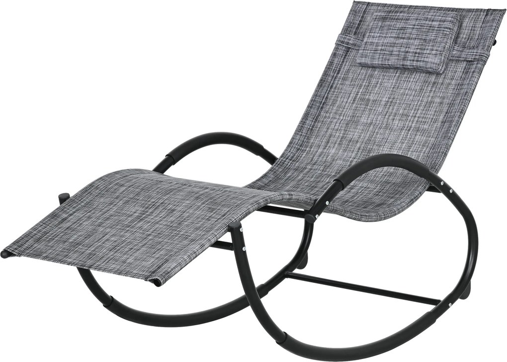 Outsunny Houpací Křeslo, Ergonomický Sluneční Ležící Křeslo do Zahrady, s Opěrkou Hlava, Houpací Křeslo, Textilene, pro Vnitřní a Venkovní Použití, Š…
