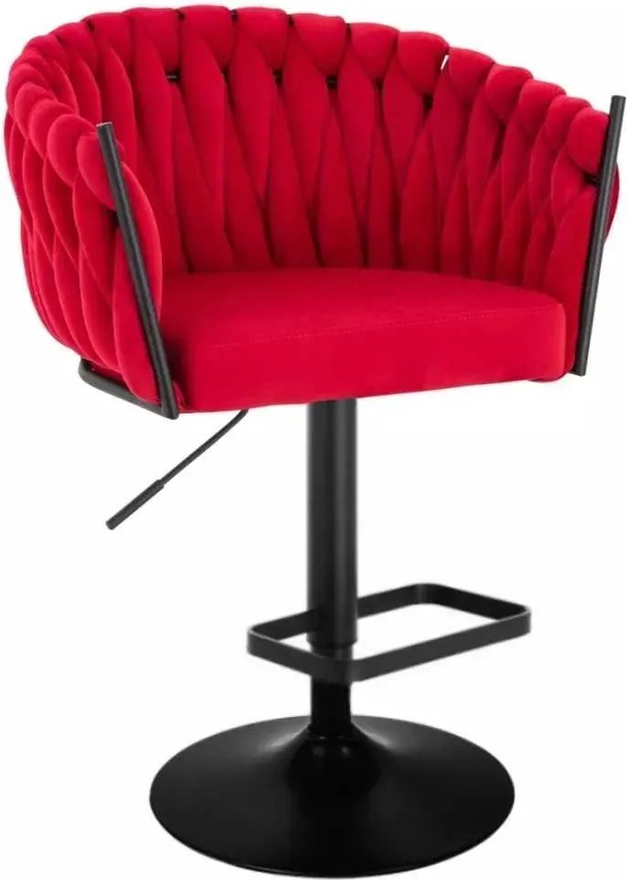 LuxuryForm DESIGN Barová židle NORDEN VELUR na černé kulaté podstavě - červená