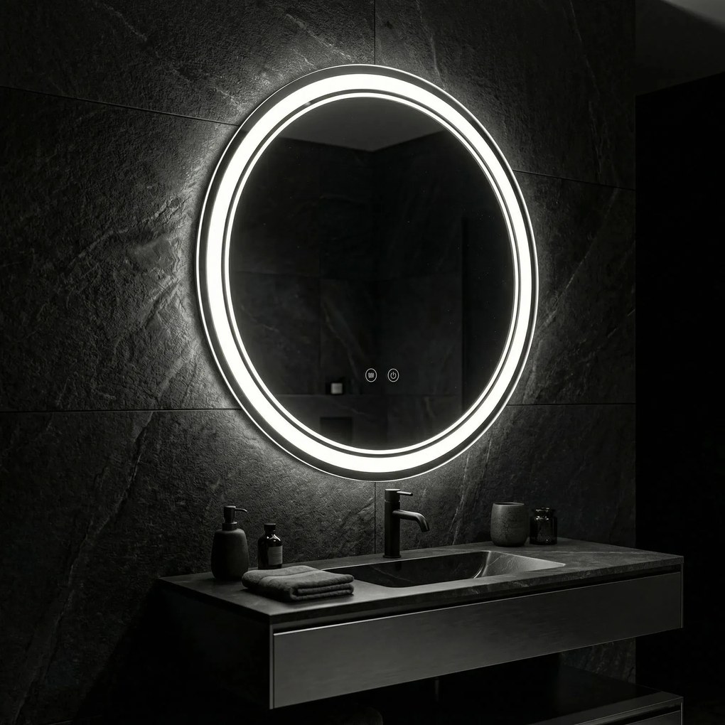Tutumi Zrcadlo ⌀70 cm s vyhříváním a regulovatelným LED osvětlením HOM-00204