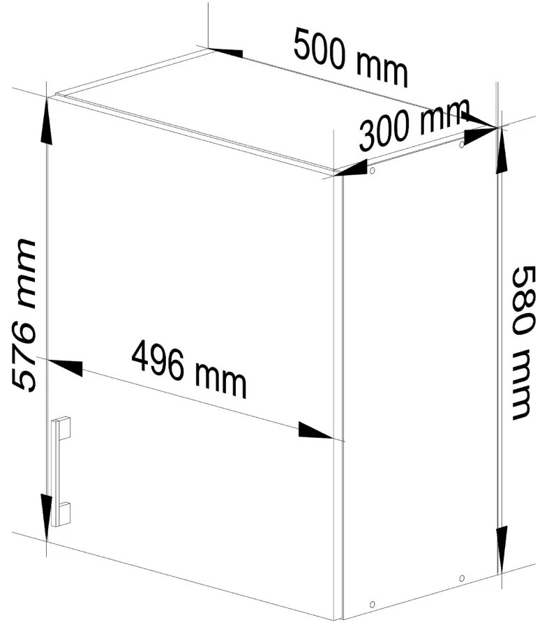 Kuchyňská závěsná skříňka W 50 cm D1 Artus bílá/sonoma