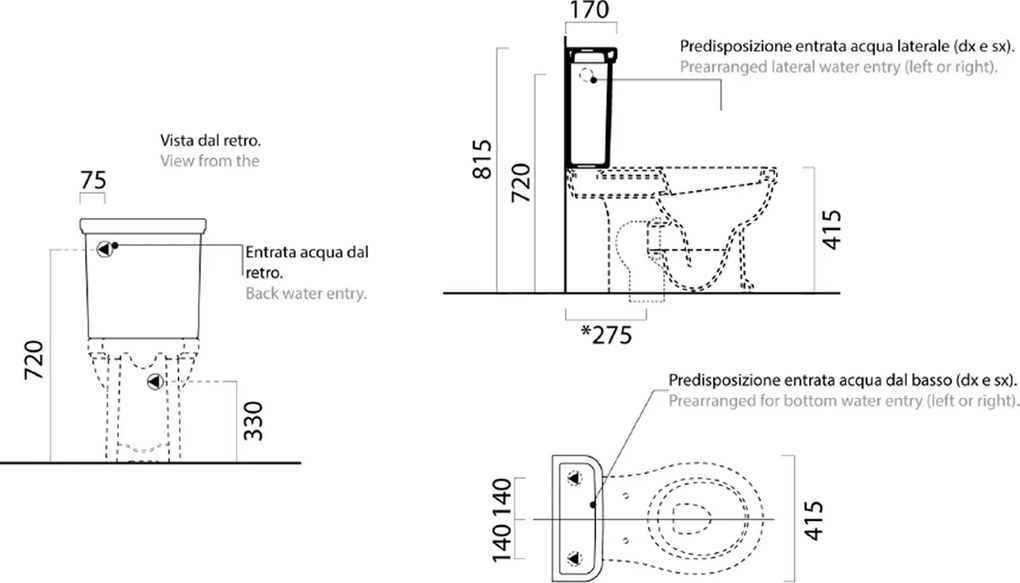 GSI CLASSIC WC kombi, spodní/zadní odpad, bílá WCSET06-CLASSIC