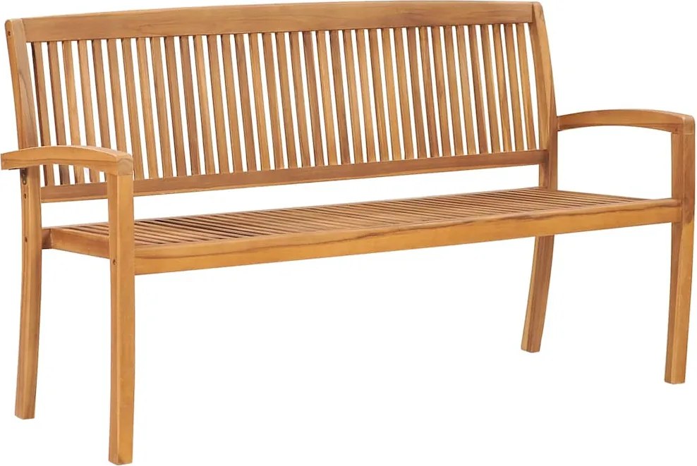 Stohovatelná zahradní lavice s poduškou 159 cm masivní teak 3063309