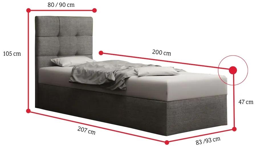 Čalouněná jednolůžková postel DUO 2, Cosmic100, 90x200