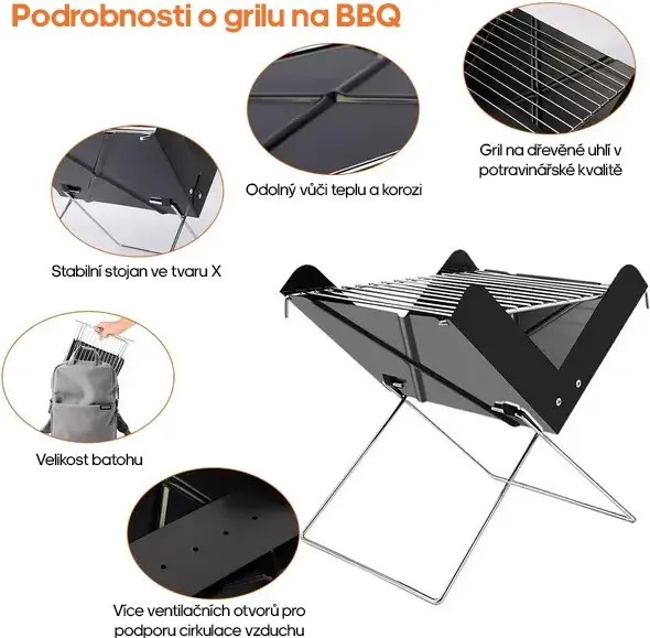Home & Marker Skládací přenosný gril - GRILLOMATE