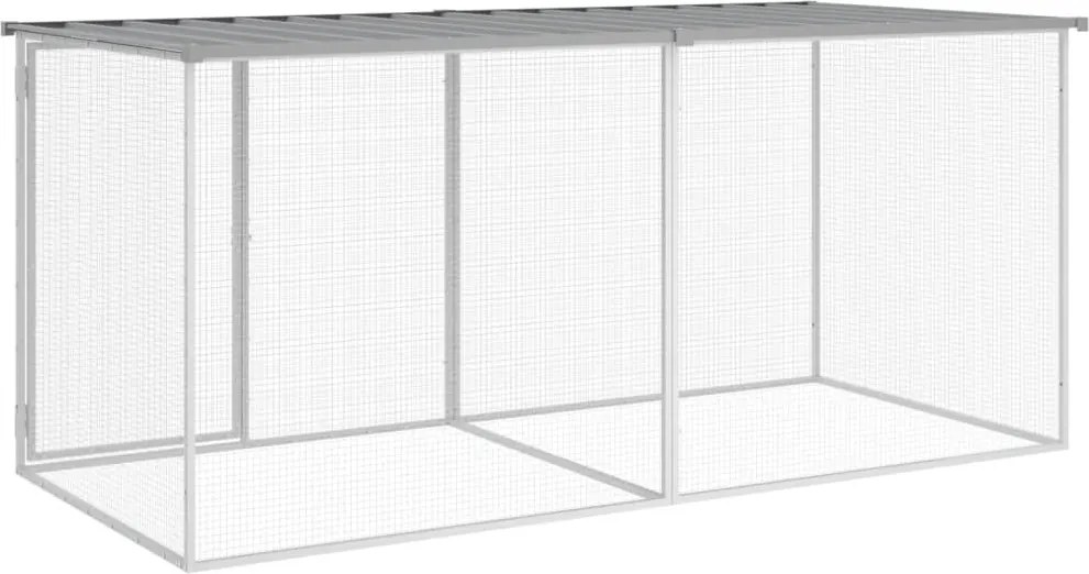 Klec pro kuřata se střechou světle šedá 203 x 98 x 90 cm pozinkovaná ocel 3189054