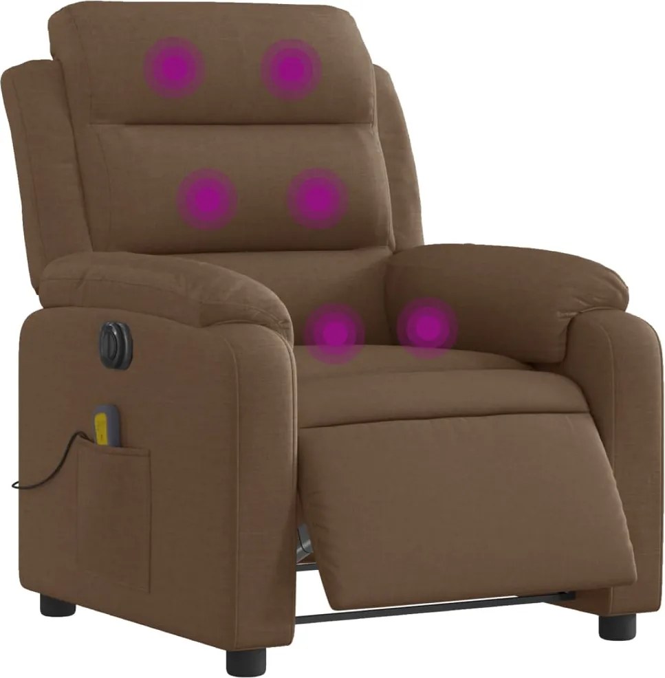 Elektrické masážní polohovací křeslo hnědé textil 3204972