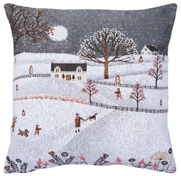 SCANquilt povlak MOTIV zimní venkov bílošedá 45 x 45 cm