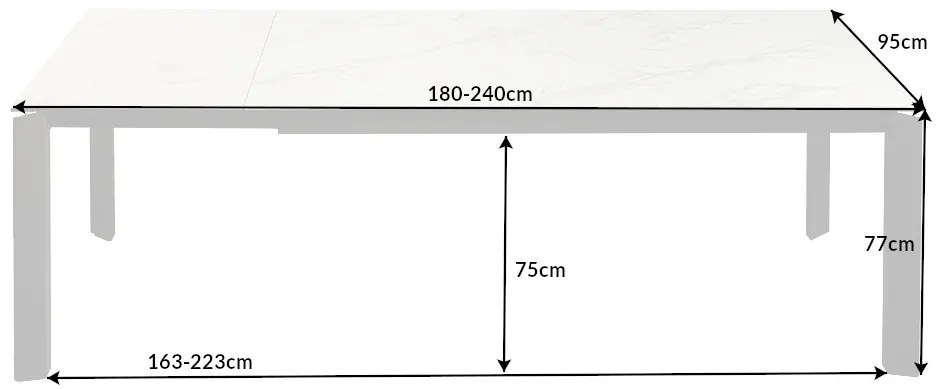 Roztahovací jídelní stůl Narissara X7 180-240 cm bílý - vzor mramor