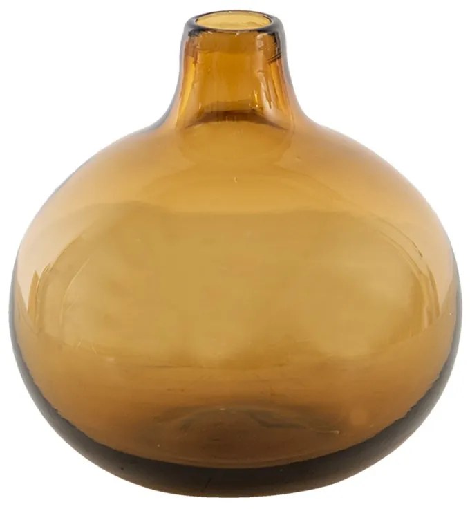 Hnědá skleněná váza s úzkým hrdlem – 11x11 cm