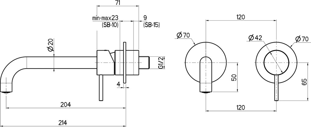 Sapho Sapho, ULTRAMIX 2-prvková podomítková umyvadlová baterie, hubice 20cm, černá mat/chrom, UT018BC