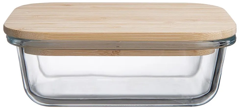 NATURALS Svačinový box s bambusovým víkem 400 ml - čirá/přírodní