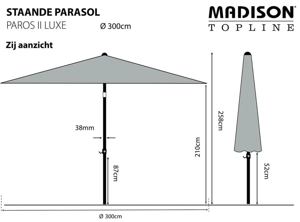 Madison Slunečník Paros II Luxe 300 cm světle šedý, Madison 434712