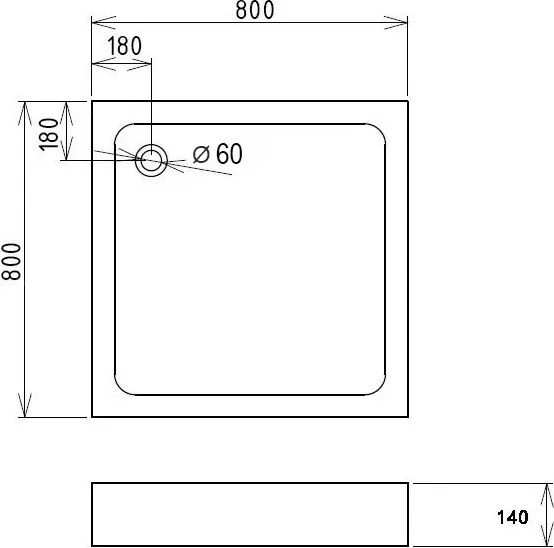 LOR 80x80 Sprchová vanička čtverec, akrylát