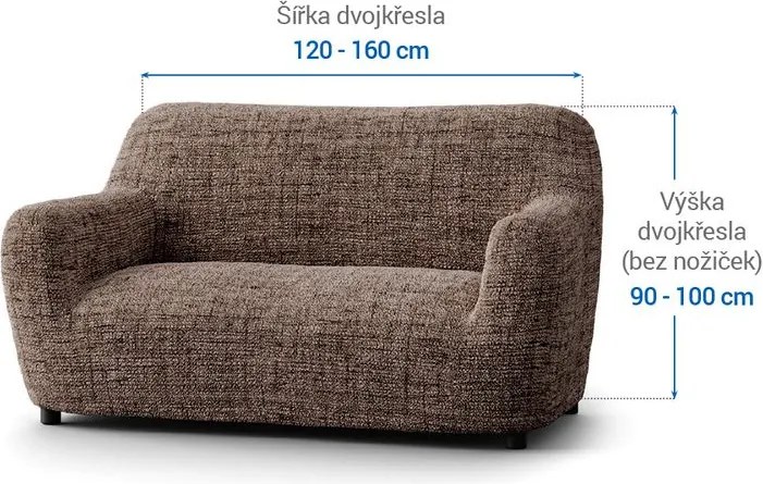 Bielastické potahy VITTORIA hnědá dvojkřeslo (š. 120 - 160 cm)