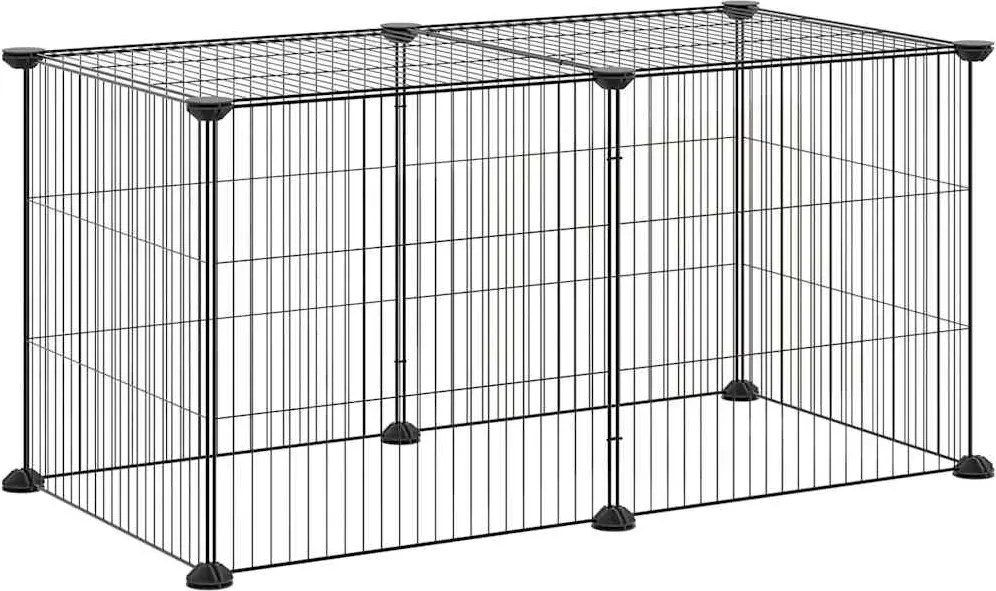 8panelová ohrádka pro zvířata černá 70x35x35 cm ocel 3114052